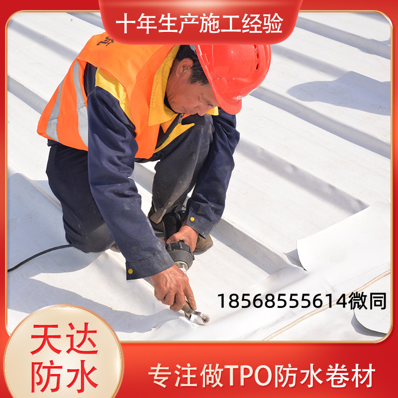 国标1.2mm厚 热塑性聚烯烃TPO自粘防水卷材 耐根穿刺_天达TPO防水卷材|PVC防水卷材|高分子自粘胶膜|钢结构屋面防水